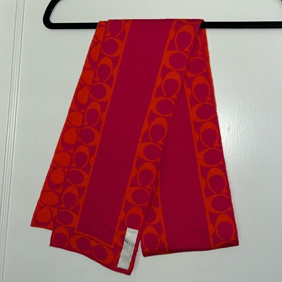 Coach | Accessories | Authentic Coach Scarf Pinkorange Reversible ...